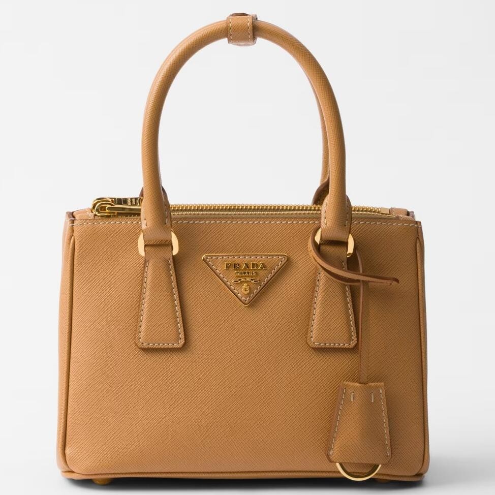 Replica Prada Mini Galleria Bag in Brown Saffiano Leather