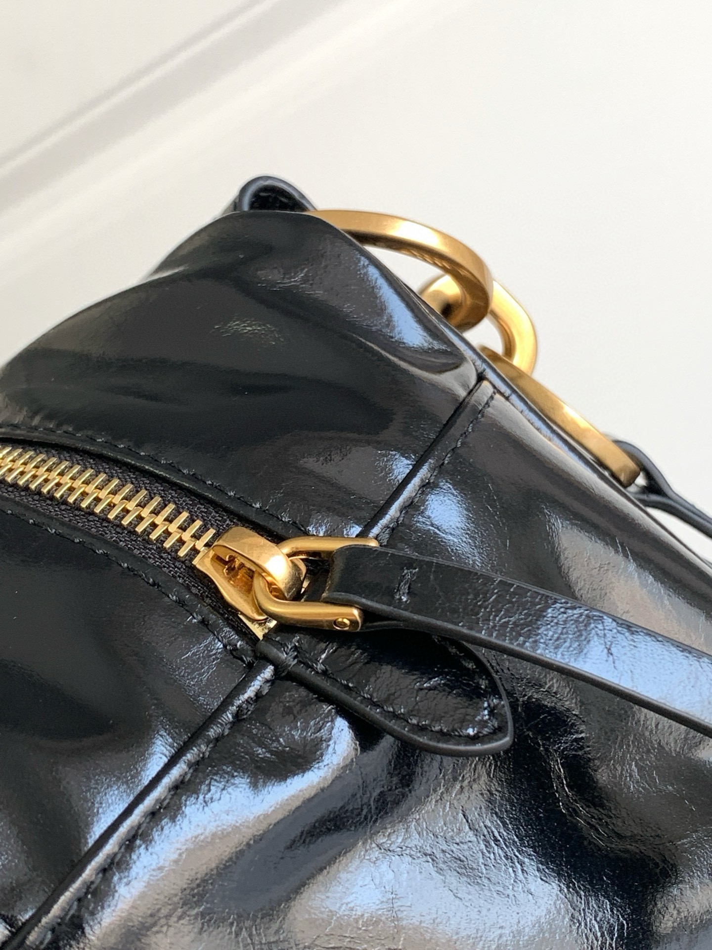 Replica Prada Dangle Top-handle Mini Bag in Black Vintage Leather