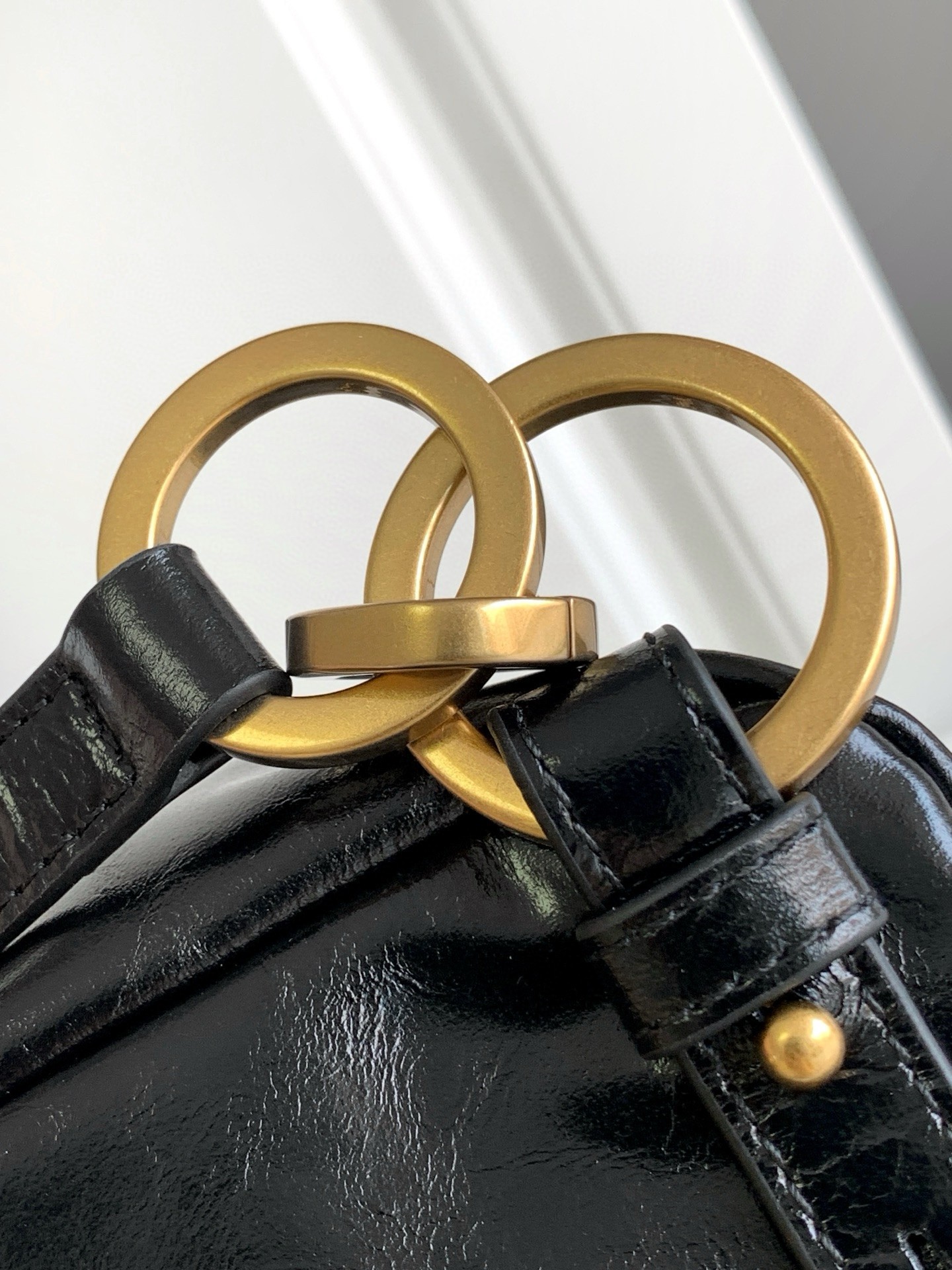 Replica Prada Dangle Top-handle Mini Bag in Black Vintage Leather
