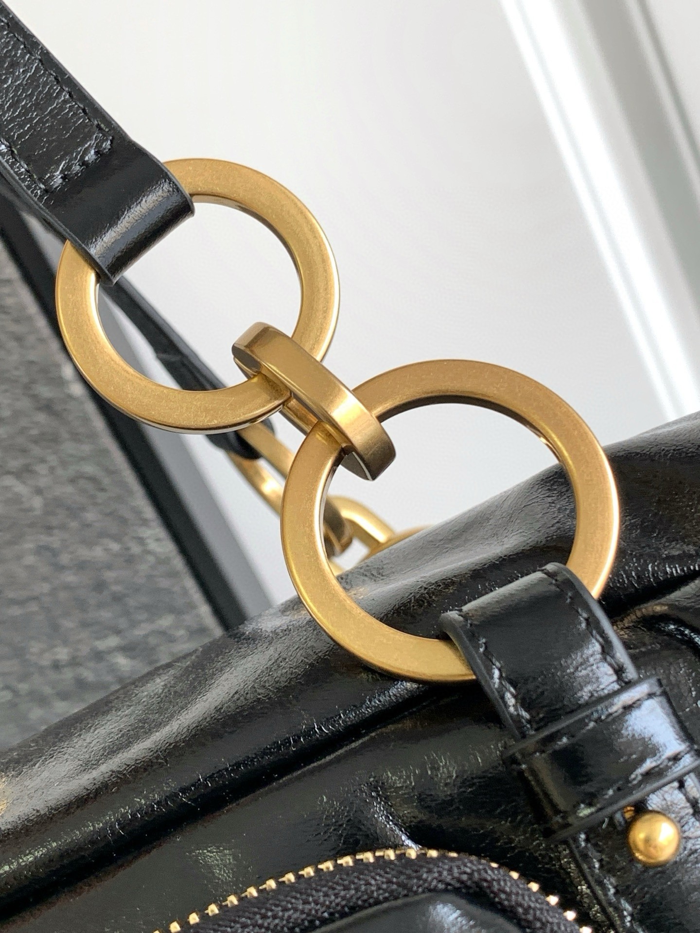 Replica Prada Dangle Top-handle Medium Bag in Black Vintage Leather